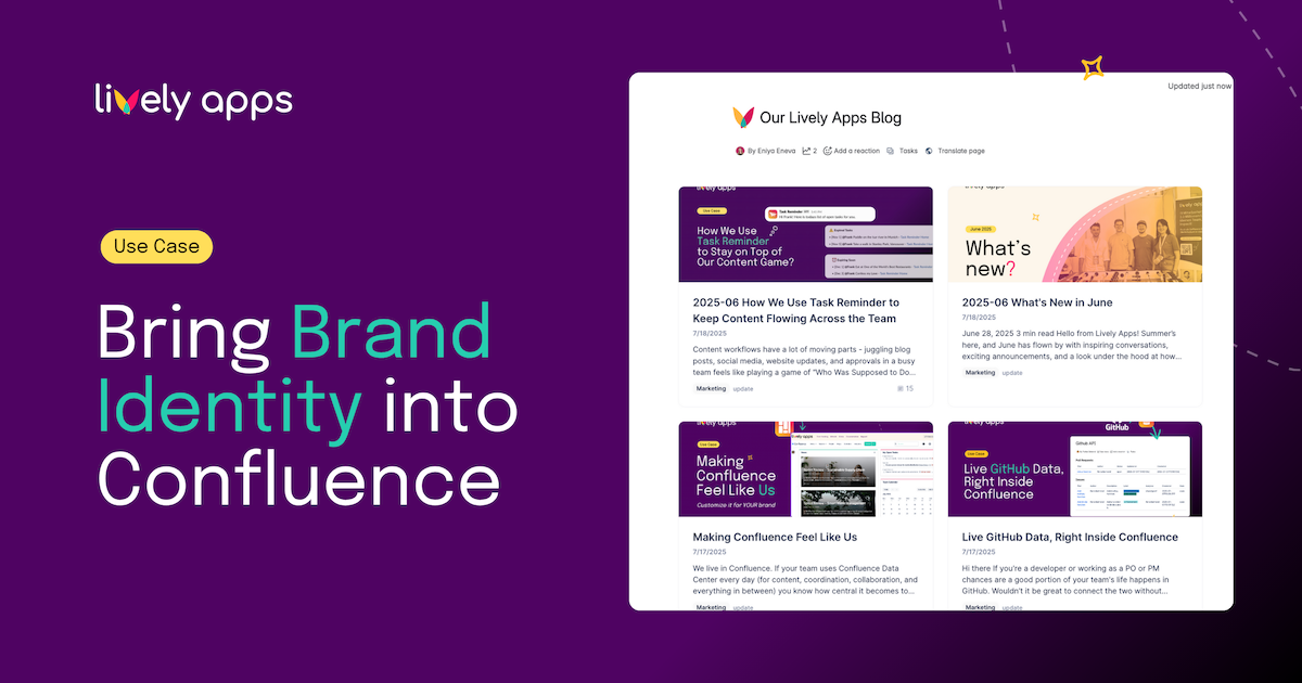 Bring Brand Identity into Confluence. Build your custom Internal News Hub with Lively Blogs ...